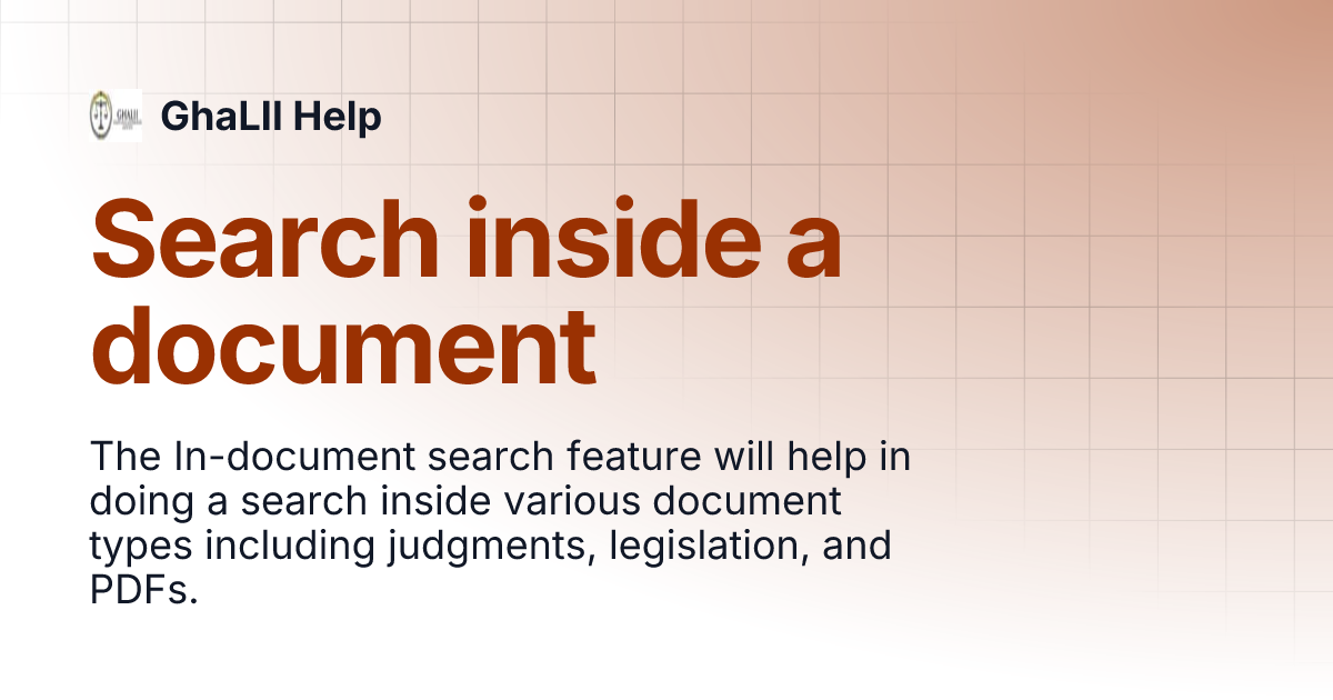 Search inside a document | GhaLII Help